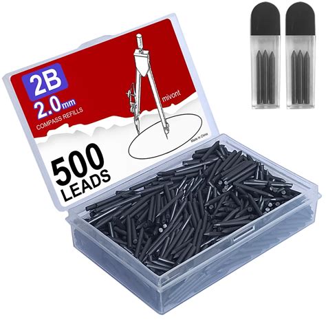 Mivont 500pcsbox Compass Lead Refills 2mm 2b Hb Black 20mm Drawing