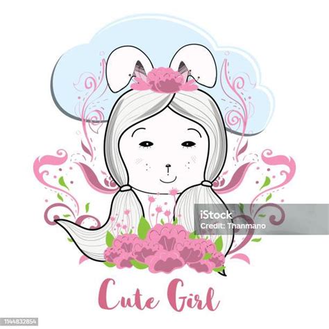 귀여운 토끼 토끼 손 인사말 카드 템플릿 벡터 일러스트 레이 션을 작성 합니다 행복 한 부활절 축 하 0명에 대한 스톡 벡터