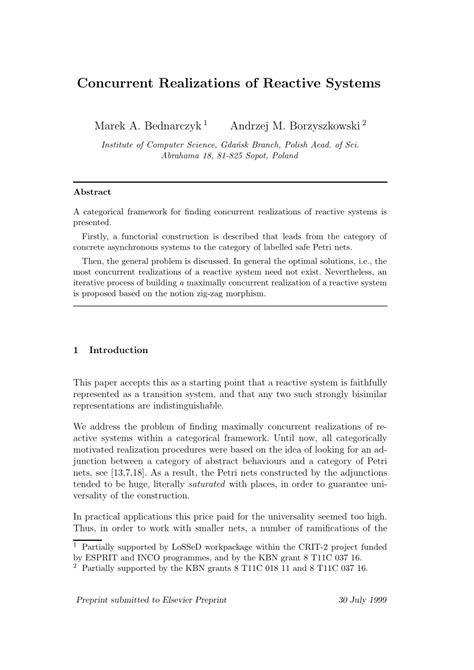 Pdf Concurrent Realizations Of Reactive Systems