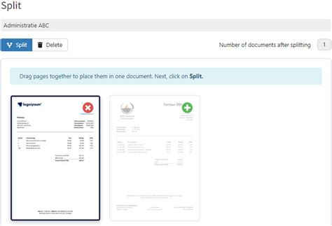Splitting Documents Trifact365