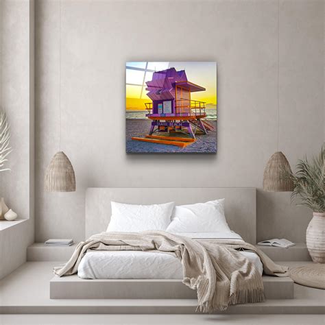 Miami Beach Lifeguard Tower 1st Street Glass Wall Art Splendfy