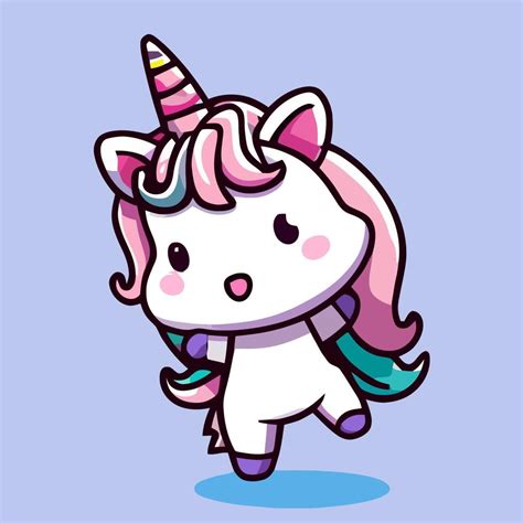 Carino Unicorno Illustrazione Unicorno Kawaii Chibi Vettore Disegno