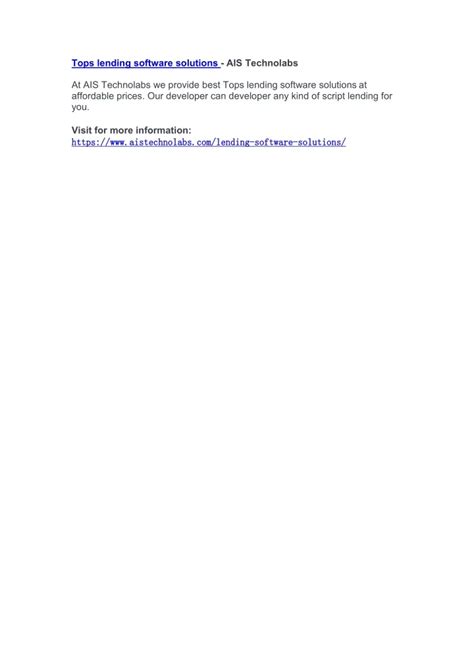 Ppt Tops Lending Software Solutions Ais Technolabs Powerpoint