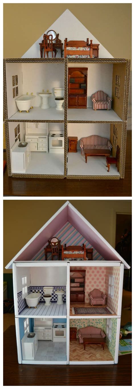Diy Dollhouse Made From Cardboard Boxes Diy Box Crafts Cardboard Crafts Diy Doll Diy Crafts