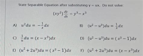 Solved State Separable Equation After Substituting Y Ux Do