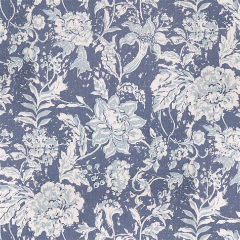 Lily Tree Navy Blue Design Blue Curtain Fabric
