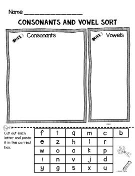 Consonant And Vowel Sort By Gilardi S Smarties TPT
