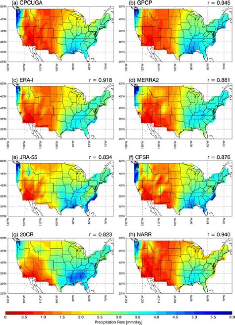 Spatial Distribution Of Annual Mean Precipitation Mm Day 21 For A