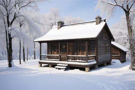 A Store House In The White Snow Premium Ai Generated Image