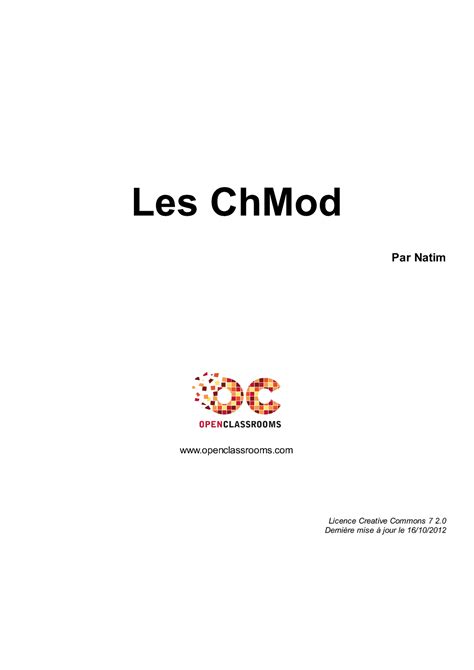 Les Chmod Les Chmod Les Chmod Par Natim Openclassrooms Licence