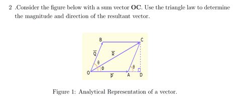 2 Consider The Figure Below With A Sum Vector Oc Use The Triangle Law To Determine The