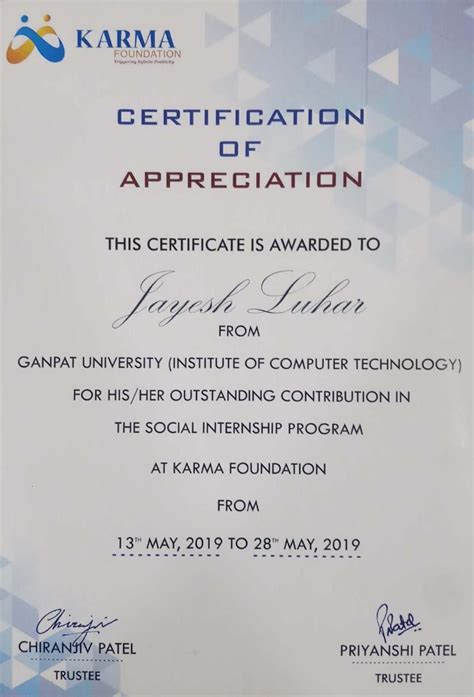 Jayesh Luhar On Linkedin Internship Karmafoundation Ahmedabad