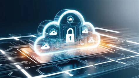 Cloud Security Visualization Features Glowing Holographic Icons And