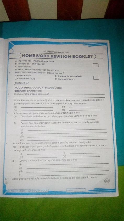 Homework Revision Booklet Which One Is Not An Example Of Organic Manure
