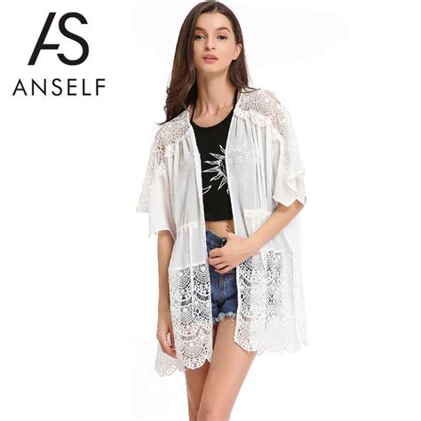 New Women Chiffon Outerwear Open Front Floral Crochet Bat Sleeves