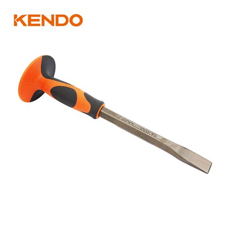 Kendo Premium Quality Steel Blade Hexagonal Shaft Tool Flat Cold Chisel With Bi Material Handle