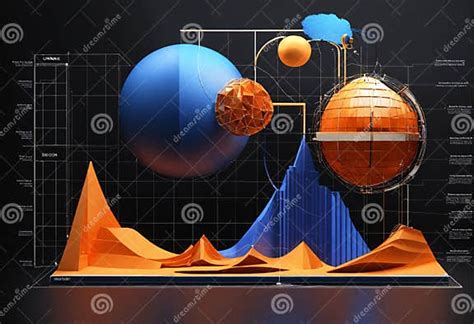 Abstract Data Visualization With Geometric Shapes And Graphs Stock