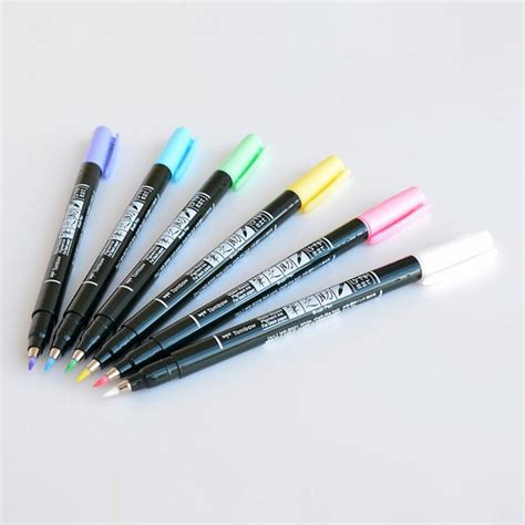 Tombow Fudenosuke Brush Pen Supple Pastel Colour Soft Tip Bunbougu