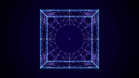 Abstract Scifi Cube With Particle And Line Vector Technology Network