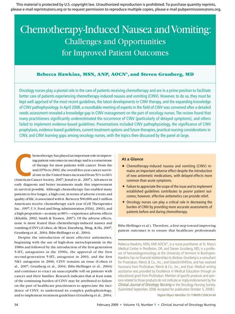 Chemotherapy Induced Nausea And Vomiting Oncology Nursing