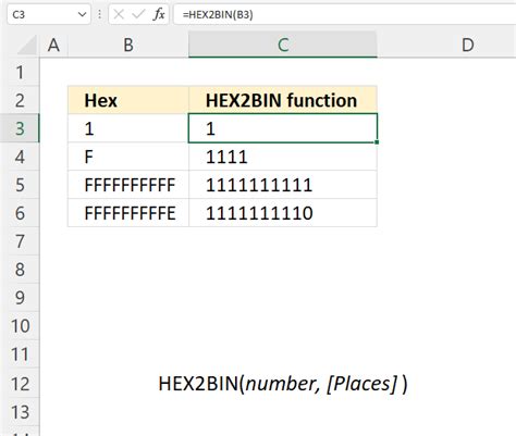 how to use the hex2bin function