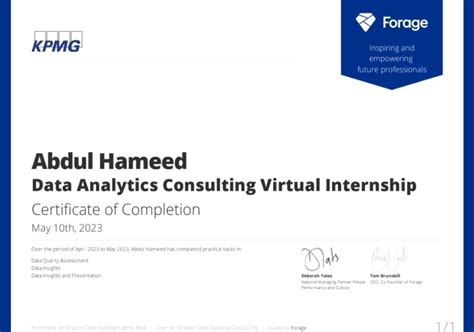 Kpmg Dataanalytics Virtualinternship Forage Careerdevelopment Abdul Hameed