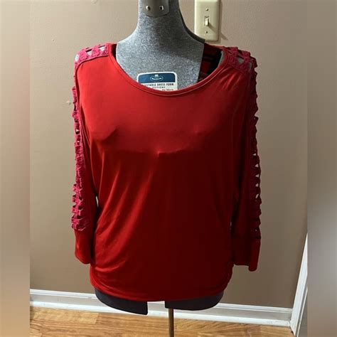 Agb Tops Agb Xl Red Super Sexy Top W Detailed Knitcrochet Arms And Ruched Bottom Poshmark
