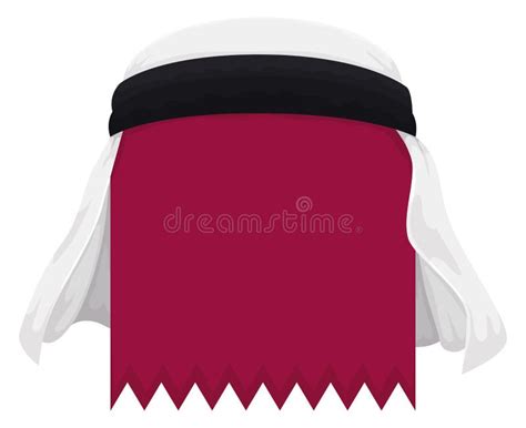 Serrated Band In Maroon Color With White Keffiyeh Vector Illustration