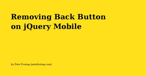 Removing Back Button On Jquery Mobile