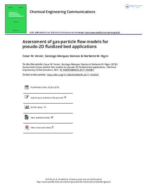 Pdf Assessment Of Gas Particle Flow Models For Pseudo 2d Fluidized