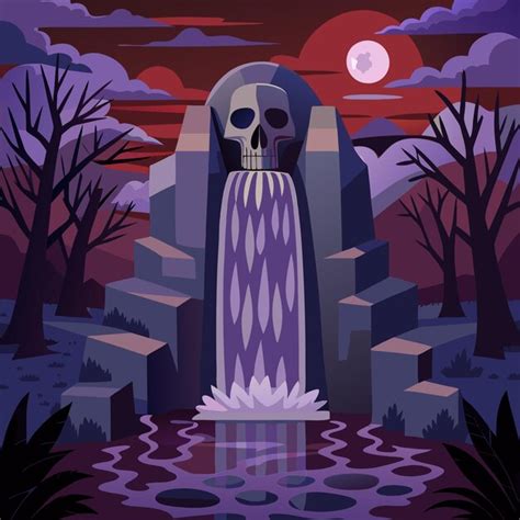 premium vector a dark stylized waterfall flows from a skullshaped