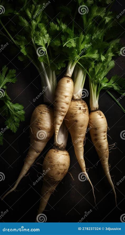 Fresh Organic Parsnip Vegetable Vertical Background Stock Illustration
