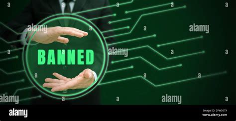 Text Caption Presenting Banned Word Written On Officially Prevent Someone From Doing Something