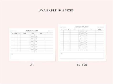 Printable Seizure Tracker Fillable Seizure Logs Epilepsy Tracker