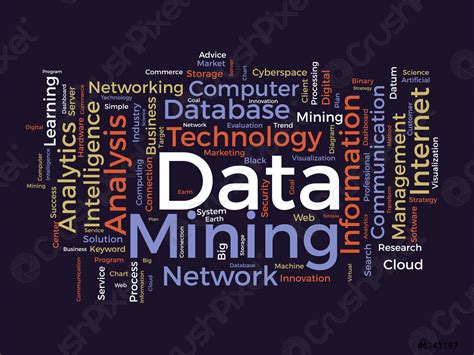 Word Cloud Background Concept For Data Mining Internet Technology Database Stock Vector