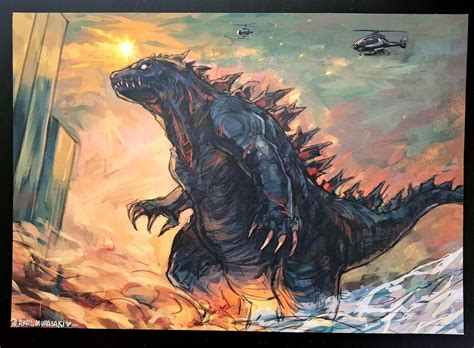 Godzilla Art Print Illustration Etsy