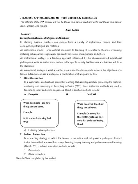 Teaching Approaches And Methods Under K 12 Pdf Teaching Method