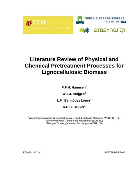 PDF Literature Review Of Physical And Chemical Pretreatment Chemical Pretreatment