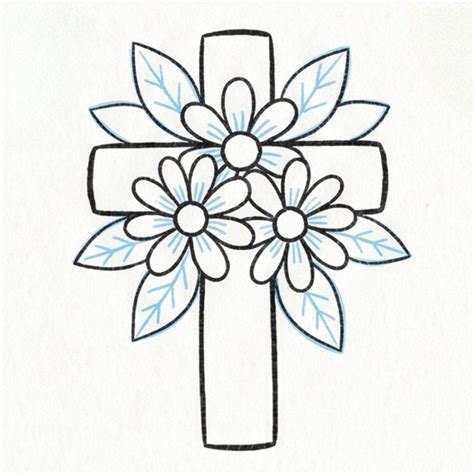 How To Draw A Cross With Flowers A Floral Cross Drawing Tutorial