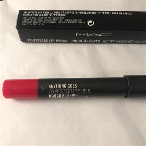 MAC Cosmetics Makeup Mac Velvetease Lip Pencil In Anything Goes Red