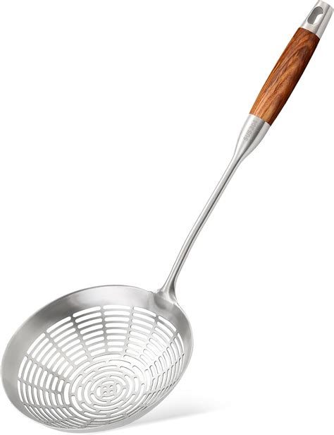 Skimmer Slotted Spoon，304 Stainless Steel Spider Strainer Skimmer Ladle
