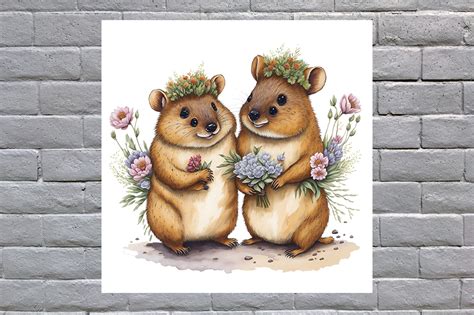 About Beautiful Quokka Couple Watercolor Graphic By Creative Designs