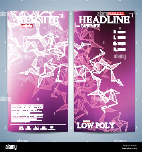 Set Of Polygonal Vertical Backgrounds Low Poly Molecule And Communication With Connected Dots