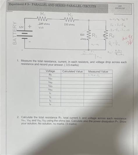 Solved Experiment 3 PARALLEL AND SERIES PARALLEL Chegg Com