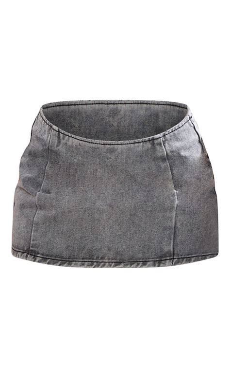 Washed Grey Micro Mini Denim Skirt Denim Prettylittlething