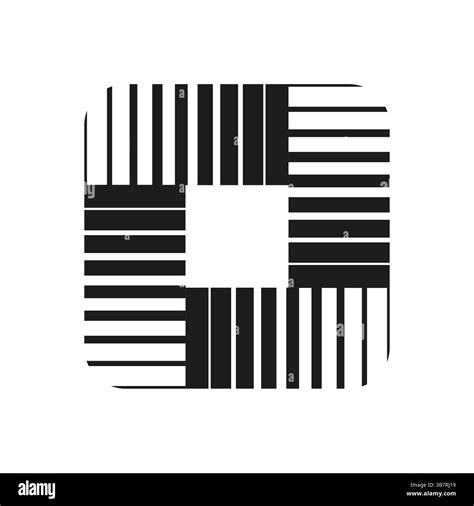 Striped Square Symbol Geometric Abstract Vector Black Bold Form Negative Space Element Stock