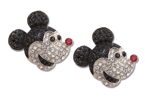 Sassy Clips Silver Sassy Mouse With Jet Black Clear Ruby Red Crystal