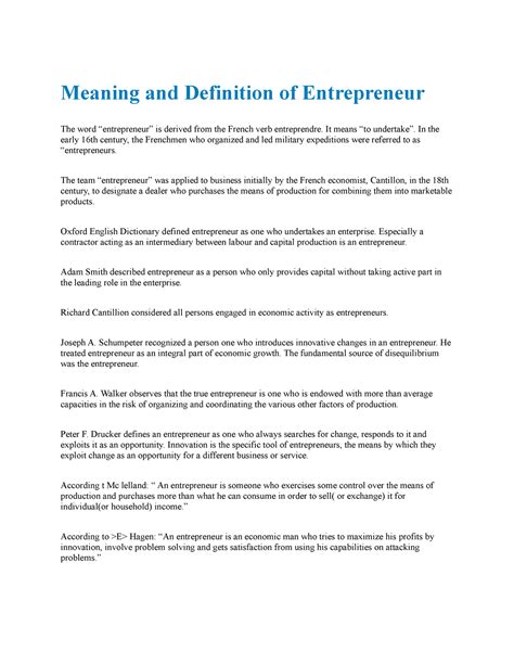 Meaning And Definition Of Entrepreneur It Means “to Undertake” In