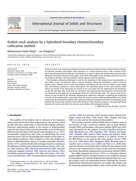 Pdf Kinked Crack Analysis By A Hybridized Boundary Elementboundary Collocation Method
