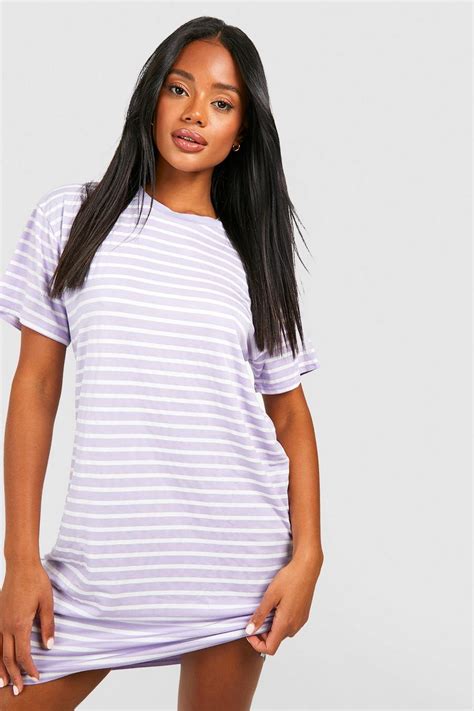 Oversized Stripe T Shirt Dress Boohoo Uk
